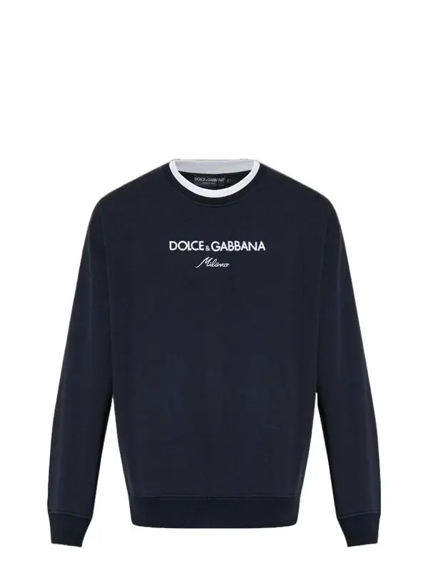 Dolce & Gabbana Logo-embroidered Cotton Sweatshirt - Black