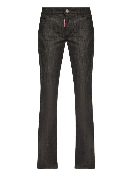 Dsquared2 Logo Patch Flared Jeans - Black