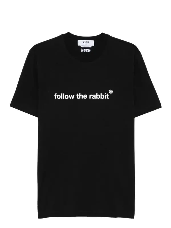 MSGM Follow The Rabbit' Quotes Jersey T-shirt - Black
