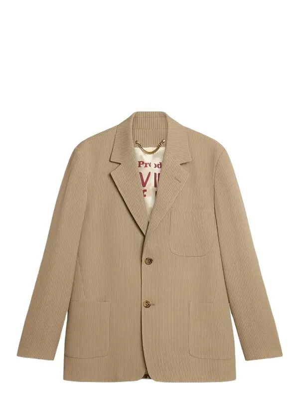 GOLDEN GOOSE Single Breasted Striped Blazer - Beige