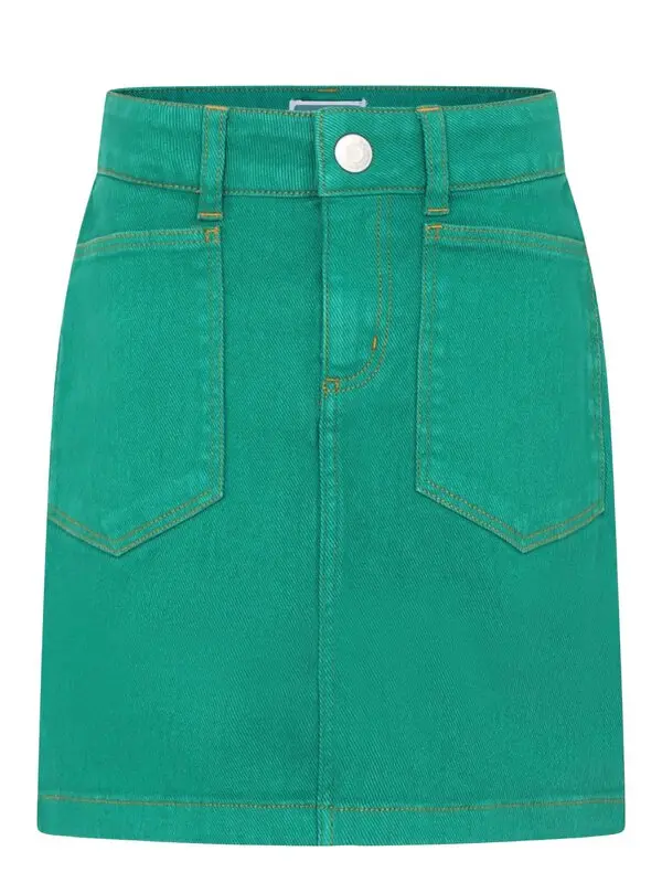 Kenzo Denim Skirt With Embroidered Detail - Green
