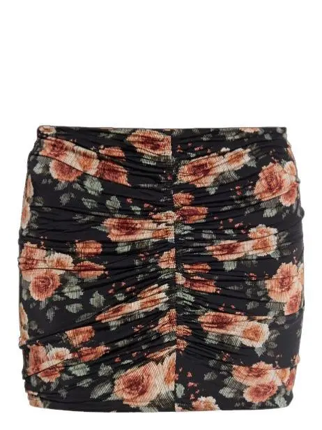 IRO PARIS Pleated Floral Midi Skirt - Black