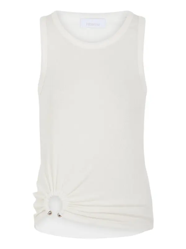 Rabanne Asymmetric Gathered-detail Tank Top - White