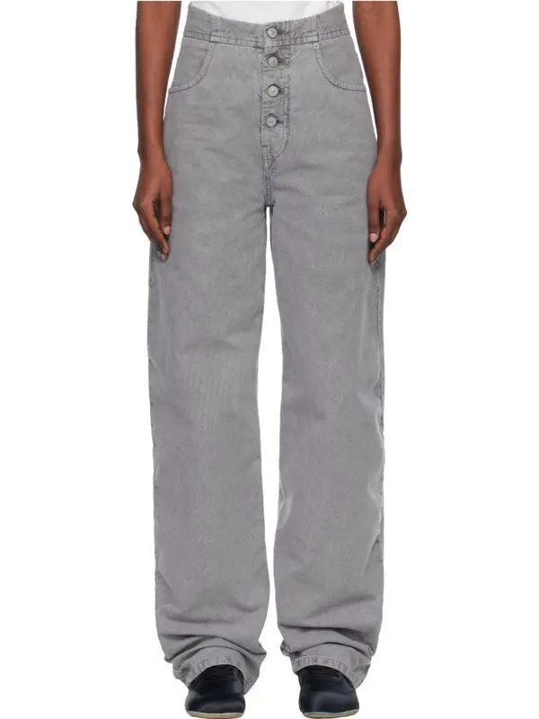 MAISON MARGIELA Logo Patch Straight Leg Jeans - Grey