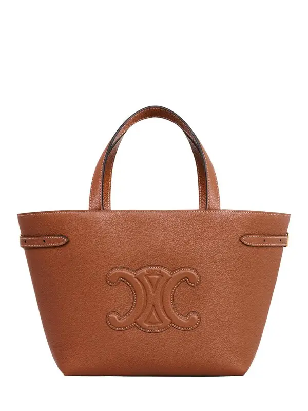Celine Mini Cabas Anais Grained Calfskin Leather Bag - Tan