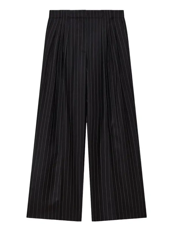 Casablanca Pinstripe Wide-leg Trousers - Black