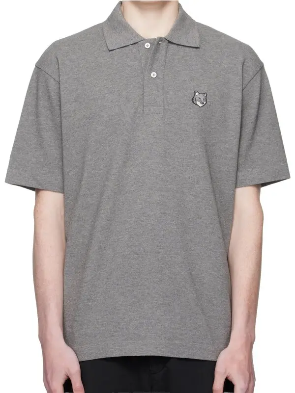 Maison Kitsuné Lapel Short Sleeve Polo Shirt - Gray