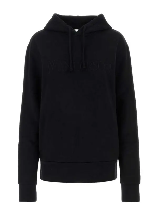 J.W.ANDERSON Logo Embroidered Cotton Hoodie - Black