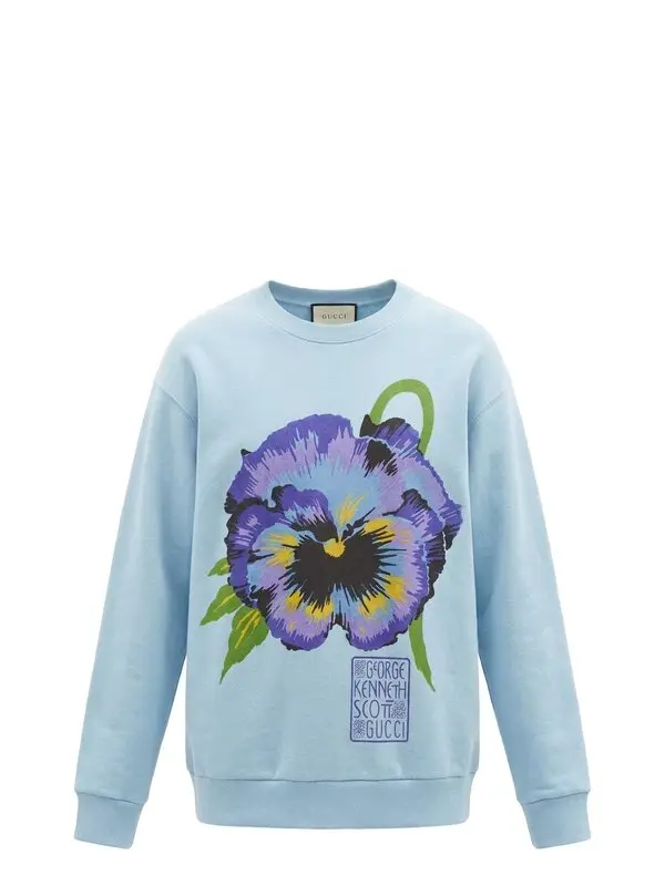 Gucci X Ken Scott Floral Print Sweatshirt - Blue