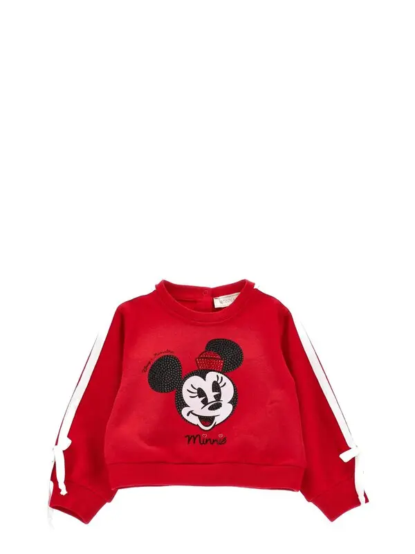 Monnalisa Jersey Sweatshirt With Minnie Mouse Graphic - Ruby Red