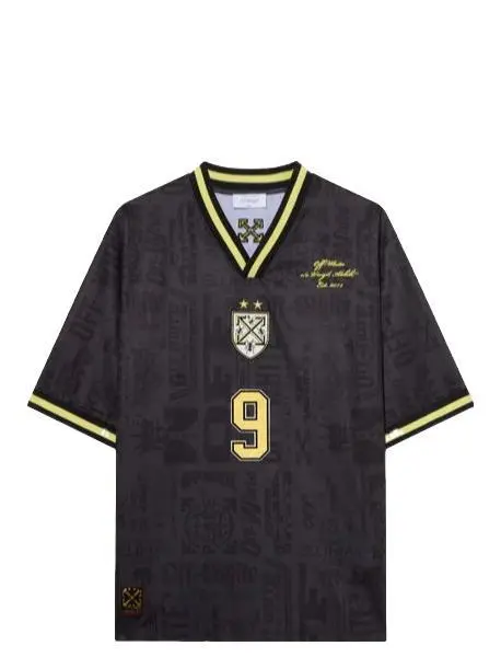Off-White Multilogo Soccer V-neck T-shirt - Black