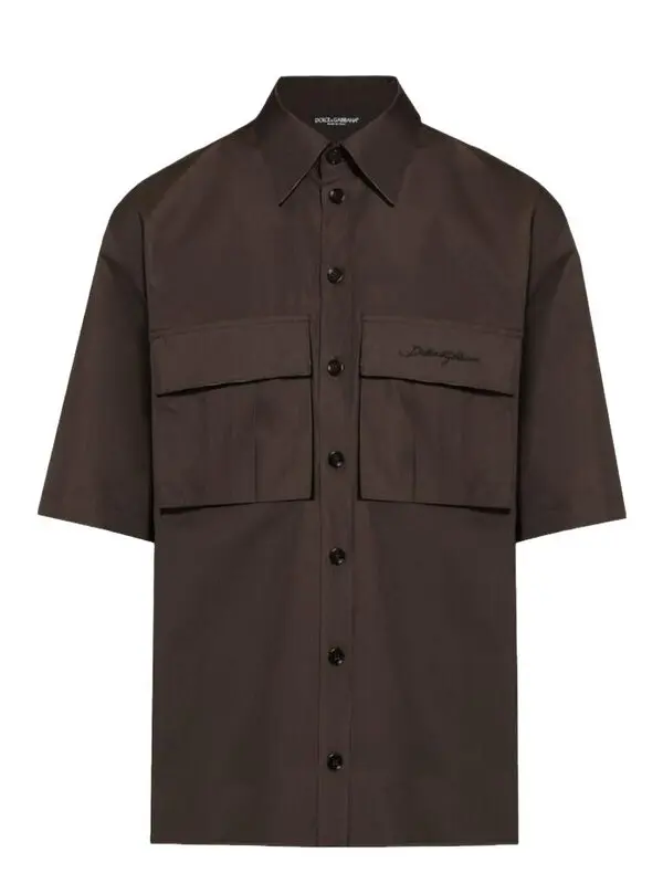 Dolce & Gabbana Logo-embroidered Cargo Shirt - Black