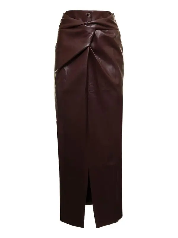 Nanushka Twist-front Faux Leather Maxi Skirt - Black