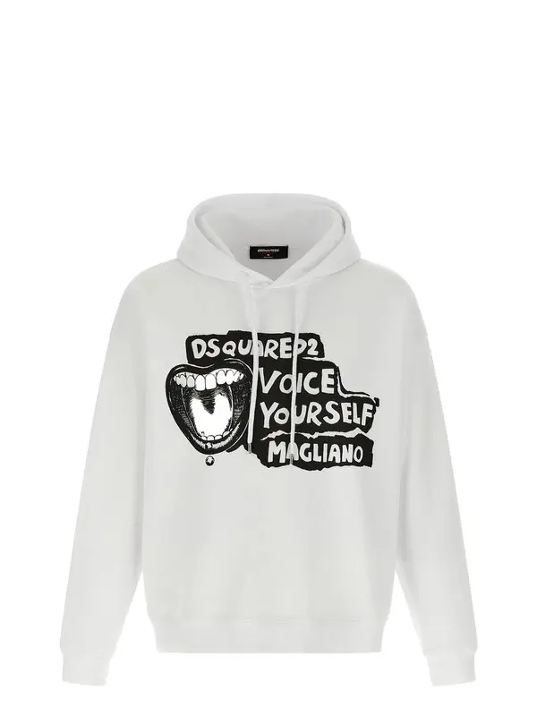 Dsquared2 Long-sleeved Hooded Sweatshirt With Graphic Print - White