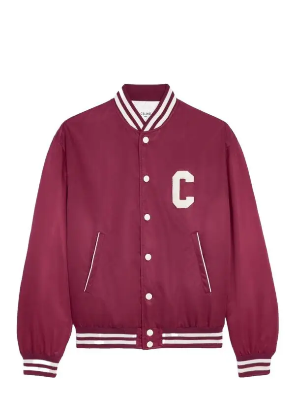 Celine Varsity Jacket In Nylon - Wine Red
