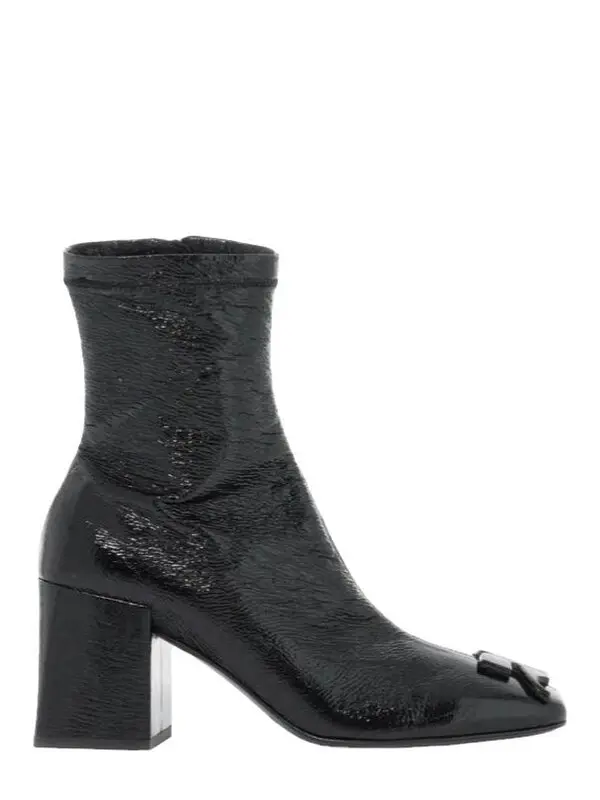 COURREGES Zip Detailed Square Toe Ankle Boots - Black