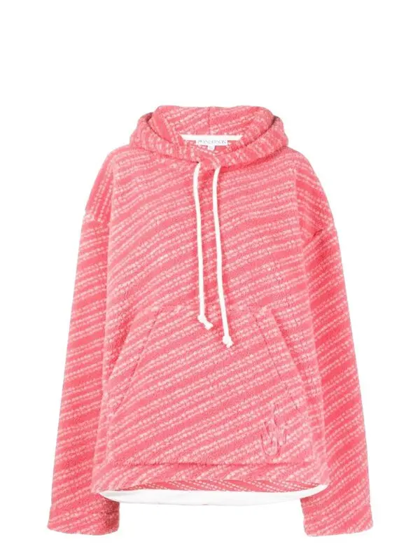 J.W.ANDERSON Logo-embroidered Fleece-textured Hoodie - Pink