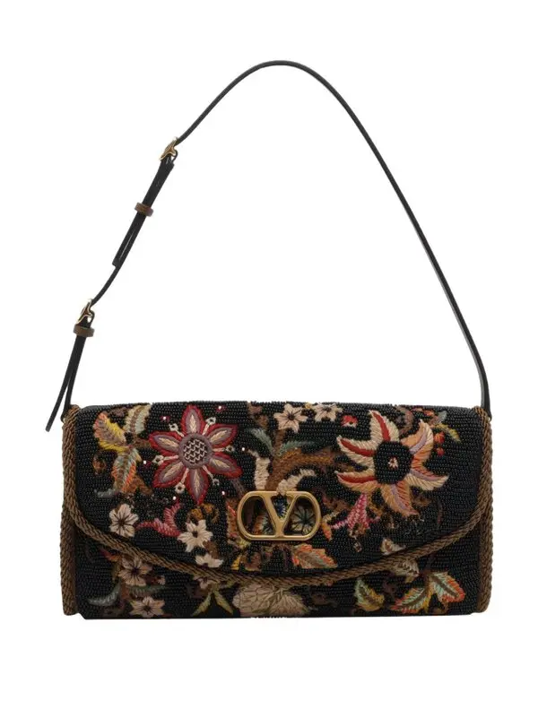 Valentino Garavani Beaded Shoulder Bag - Black