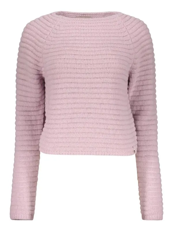 Herno Cropped Ribbed Knitted Sweater - Pink