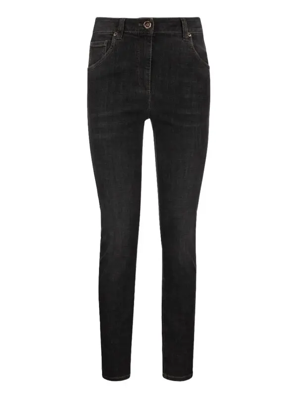 Brunello Cucinelli High-waist Embellished Jeans - Black