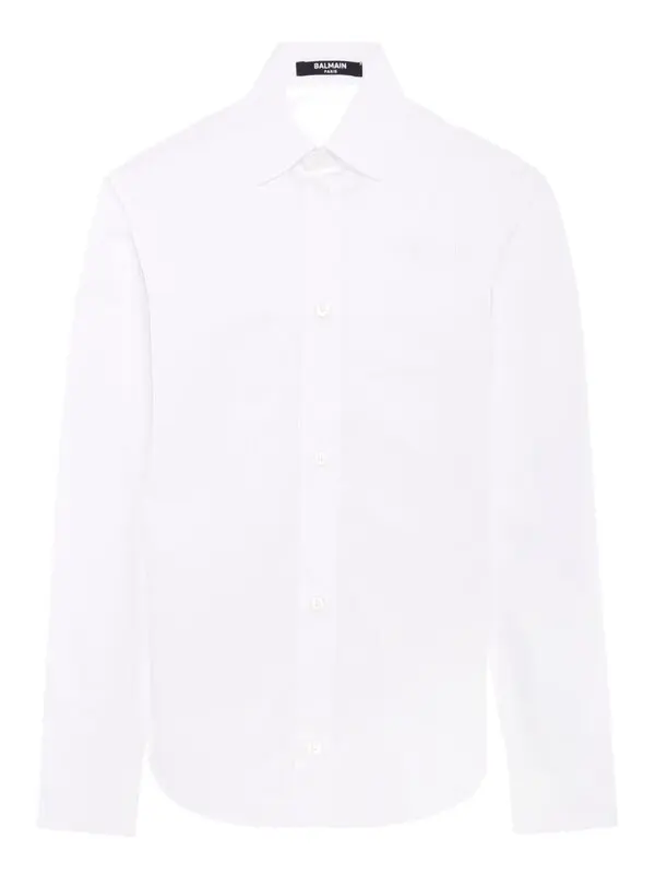 Balmain Logo Embroidered Long-sleeve Shirt - White