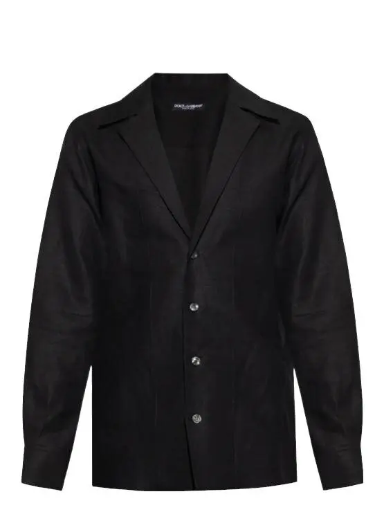 Dolce & Gabbana Dolce Gabbana Long-sleeved V-neck Shirt - Black
