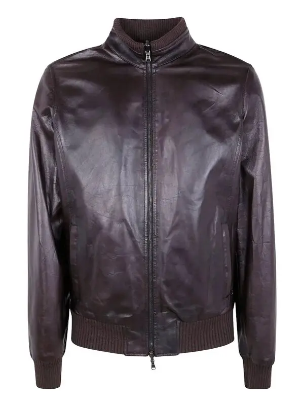 BARBA NAPOLI Fox Reversible Zip-up Jacket - Dark Brown