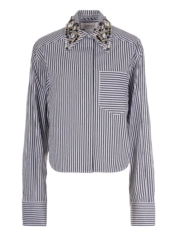 Sportmax Striped Embellished Shirt - Gray