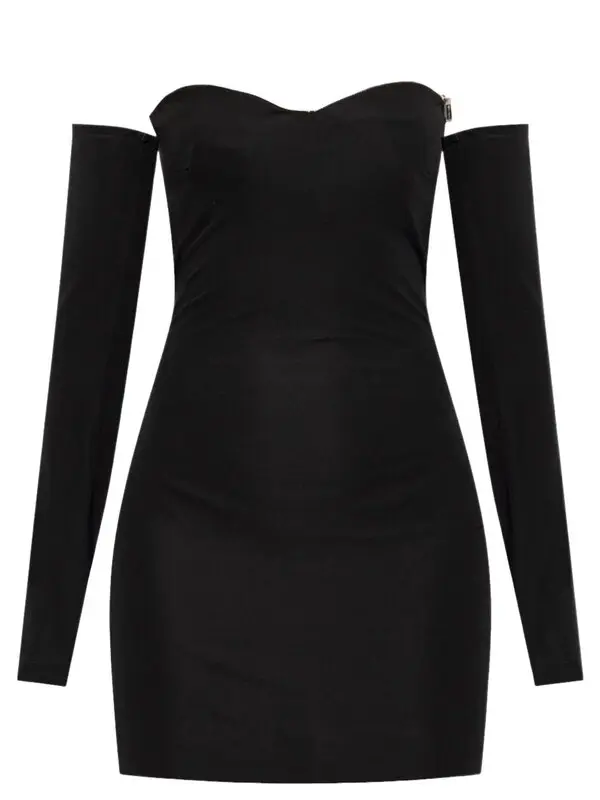 Dsquared2 Off-shoulder Mini Dress With Embellished Neckline - Black