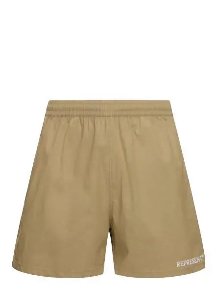 REPRESENT Logo Embroidered Elastic Waist Shorts - Green