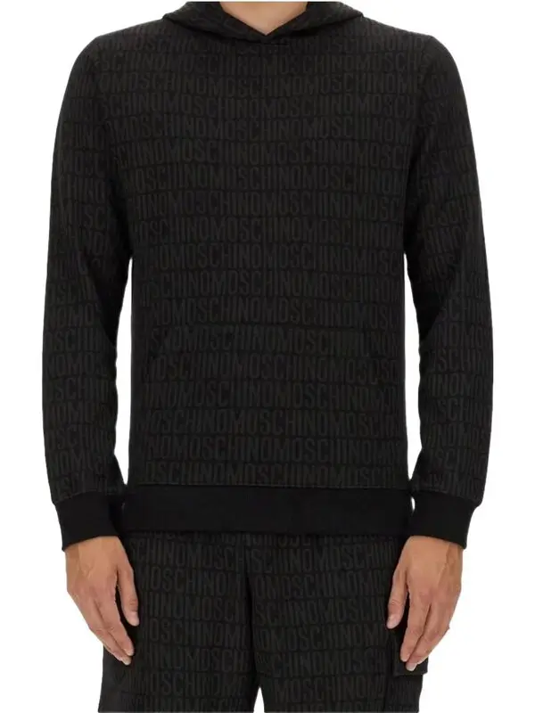 Moschino Long Sleeve Hooded Sweatshirt - Black