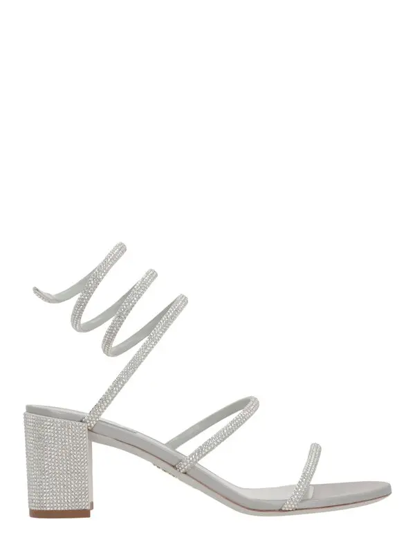 Rene Caovilla Cleo Embellished Serpent Ankle Strap Sandals - Gray