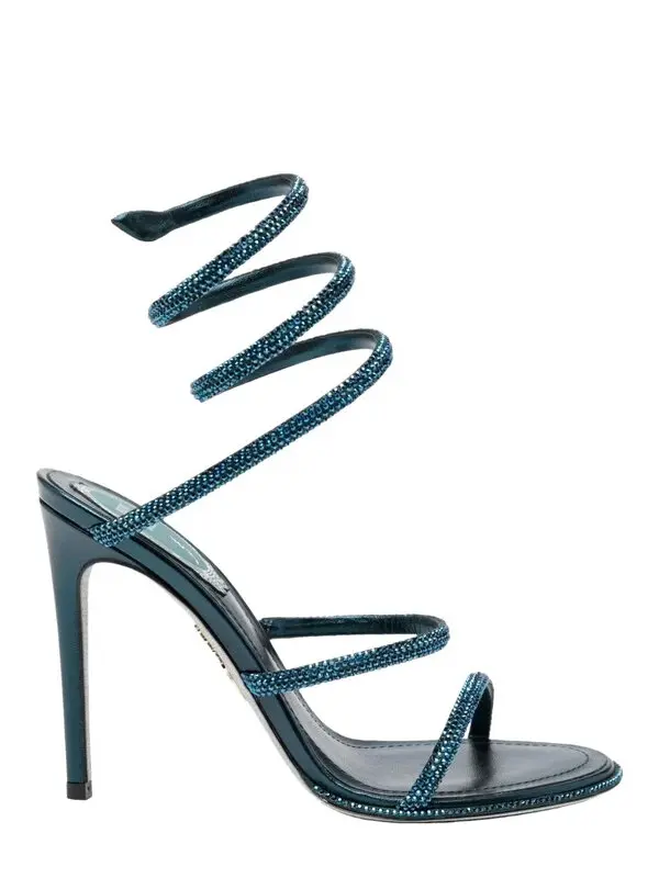 Rene Caovilla Embellished Spiral Heeled Sandals - Blue