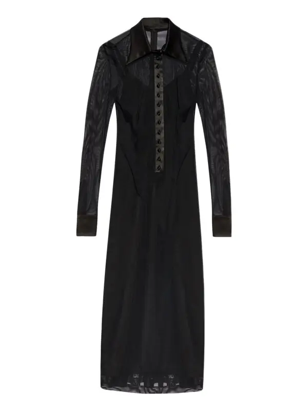 Dolce & Gabbana Long Sleeve Tulle Shirt Dress - Black