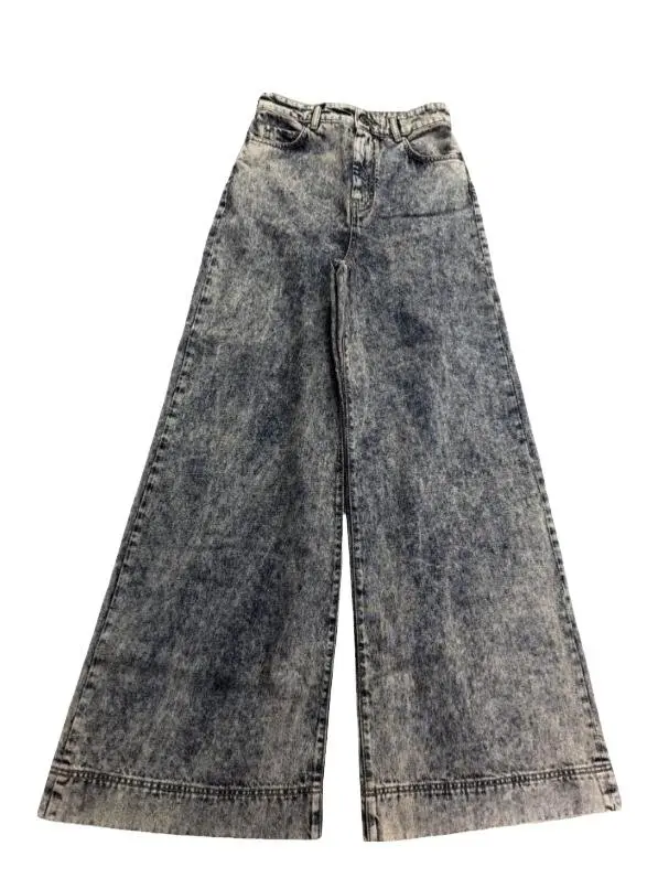 Max Mara Acid Wash Wide Leg Denim Trousers - Black