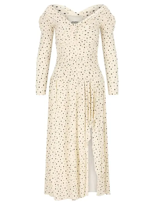 Isabel Marant Étoile Giovana Polka-dot Puff-sleeve Midi Dress - Nude