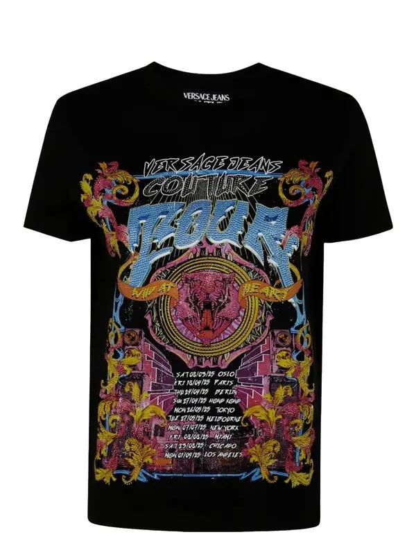 Versace Graphic Print Crewneck T-shirt - Black