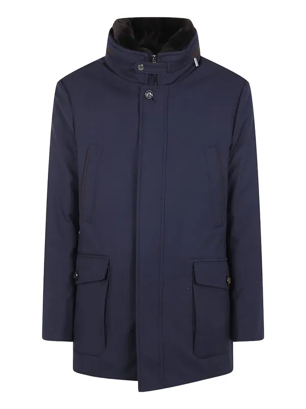 MOORER Stand Collar Jacket - Dark Blue