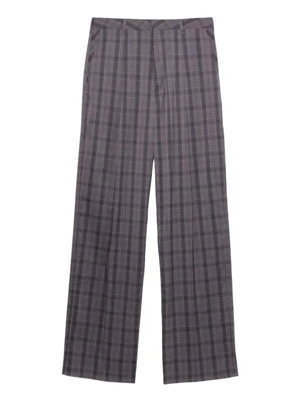 R13 Plaid Wide Leg Trousers - Black