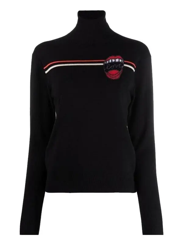 Chloé Intarsia Knit Turtleneck Sweater - Black