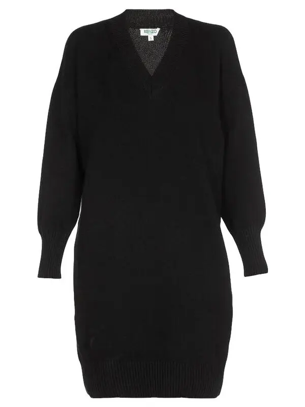 Kenzo Long-sleeved Knitted Dress - Black