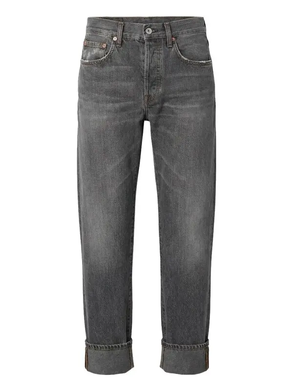 Gucci Retro Square G Washed Denim Pants - Gray