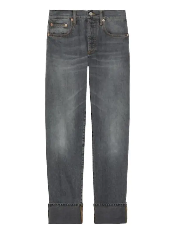 Gucci Retro Square G Washed Denim Pants - Gray
