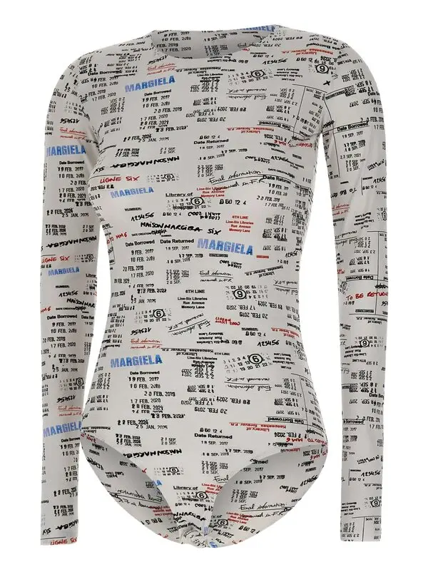 MAISON MARGIELA Long Sleeve Printed Bodysuit - Gray
