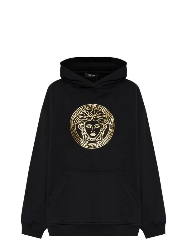 Versace Medusa Printed Long Sleeve Hoodie - Black