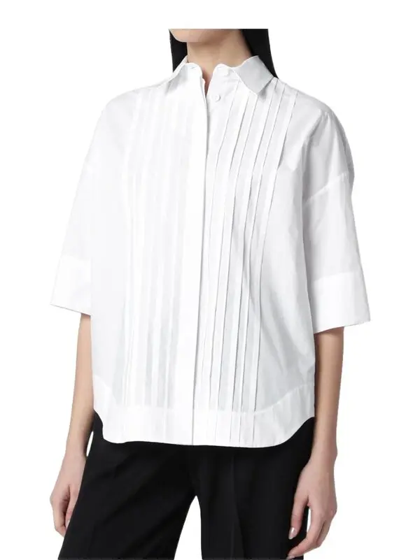 P.a.r.o.s.h Cotton Shirt With Pleated Detail - White