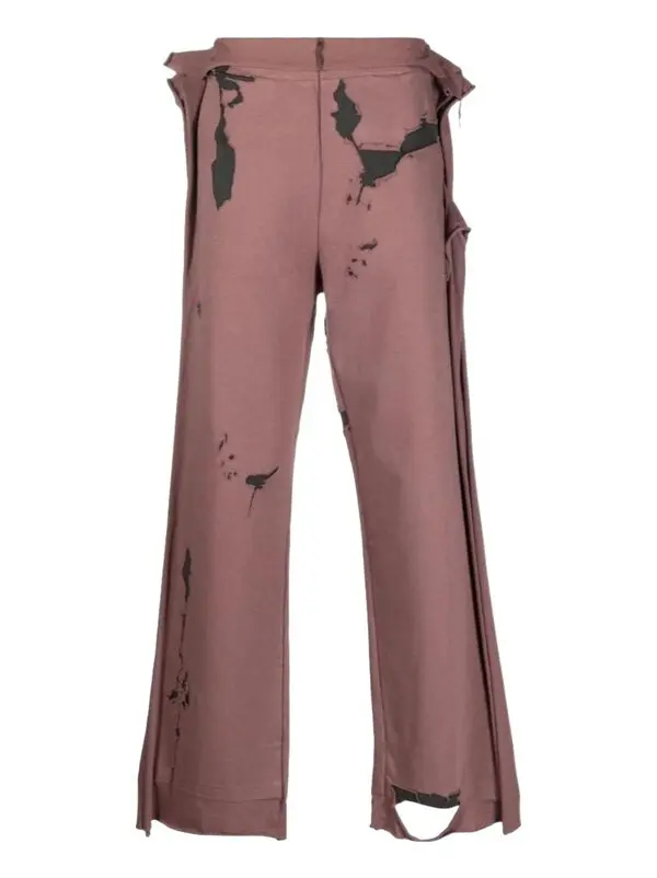 DIESEL® Wide-leg Printed Distressed Pants - Deep Pink