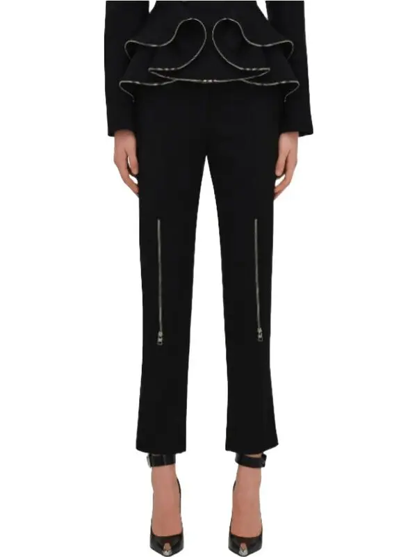 Alexander McQueen Zip-embellished Slim-cut Trousers - Black