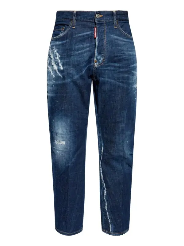 Dsquared2 Distressed Straight-leg Jeans - Blue