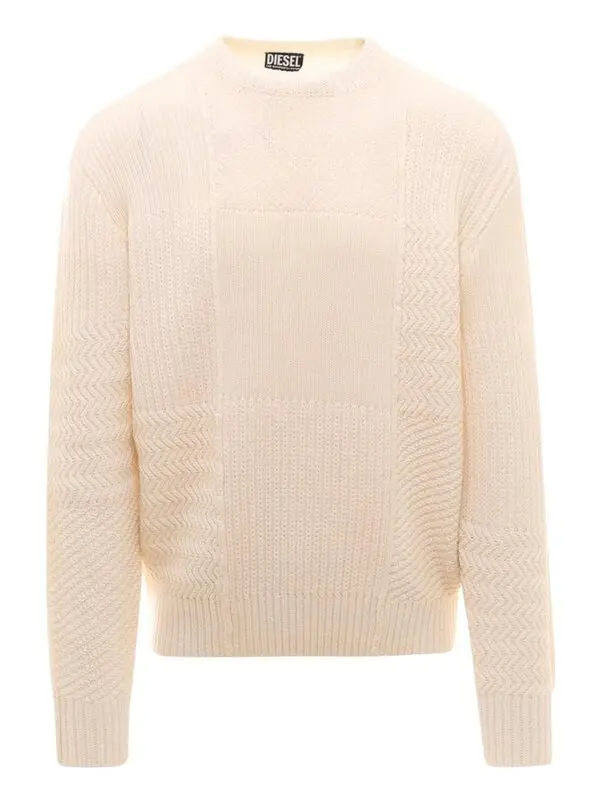 DIESEL® Textured Crew-neck Knitted Sweater - Nude